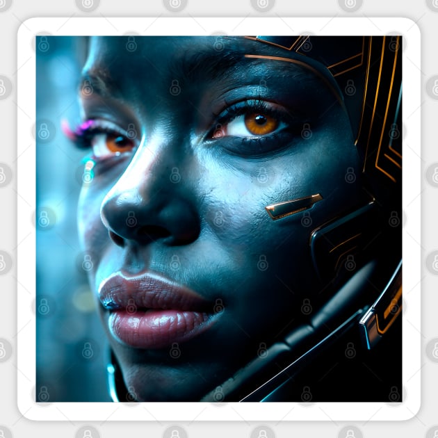 Cyberpunk Hotties (1) - Beautiful Sci fi Women - Black Woman - Sticker ...