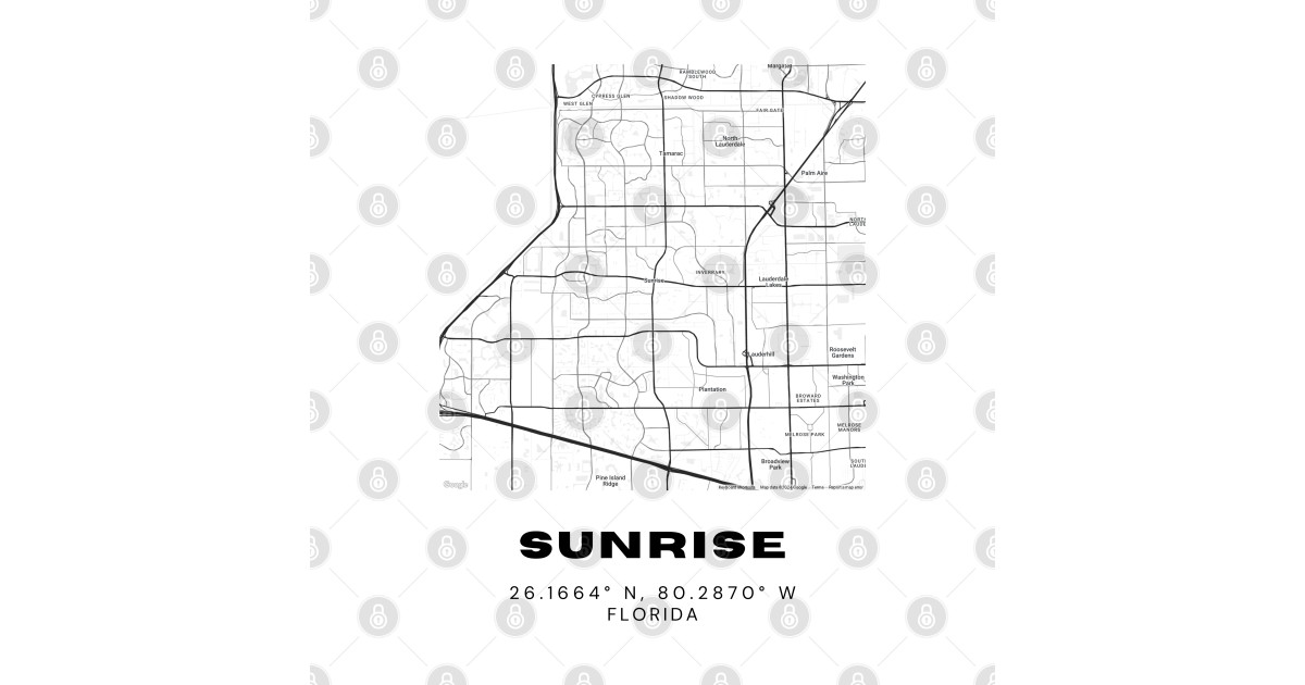 Minimalist Sunrise Map Art - Florida City Coordinates Design - Sunrise ...