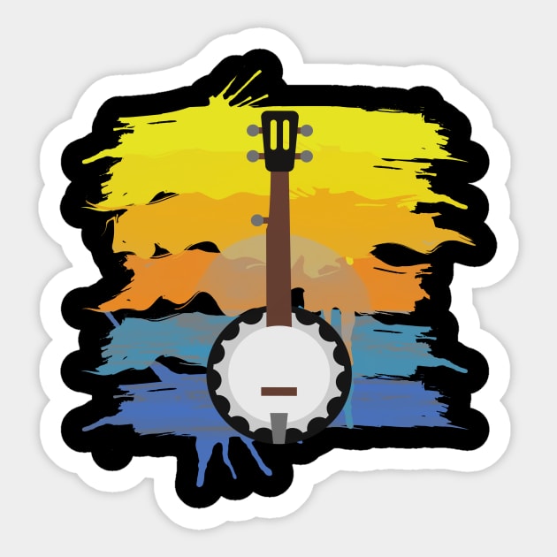 'Vintage Rainbow Banjo Guitar' Cute Guitar Gift - Guitar - Sticker ...