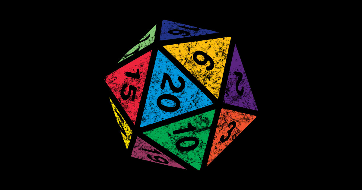 RPG Dice d20 | Distressed Multi Color - Rpg Dice - Sticker | TeePublic