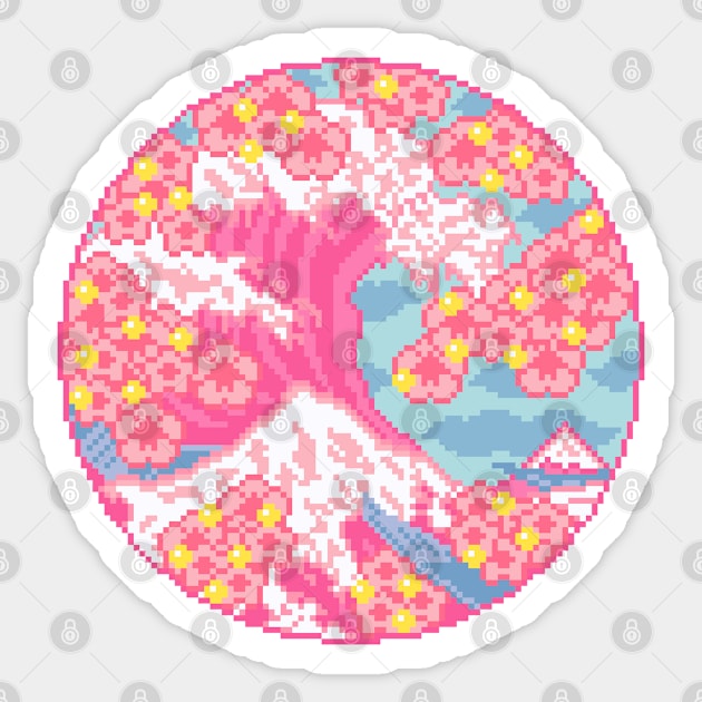 Great Wave Pixel Art - Great Wave - Sticker | TeePublic