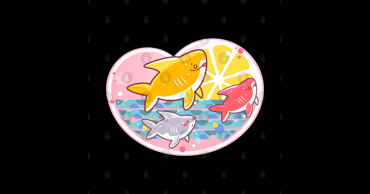 The three sharks are having fun. - Shark - Sticker | TeePublic