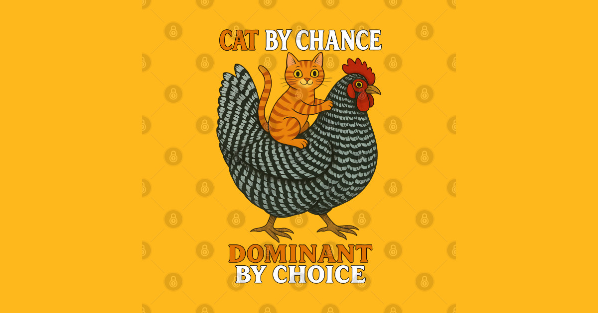 Orange Cat Riding Chicken Funny Tabby Cat - Cat And Chicken - T-Shirt ...