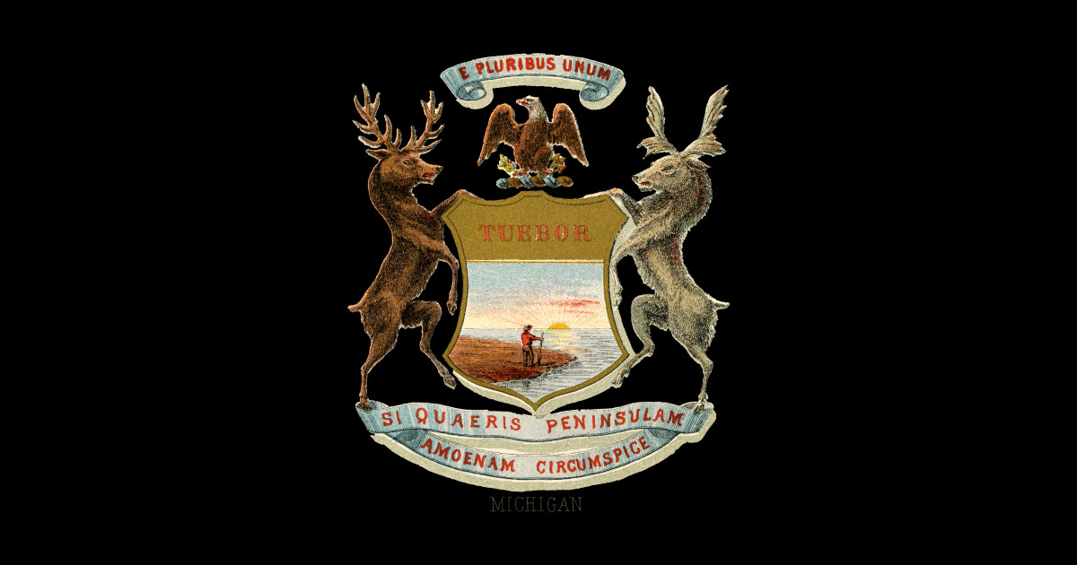 1876 Michigan Coat of Arms - Michigan - Sticker | TeePublic