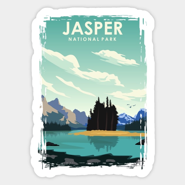 Jasper National Park Vintage Travel Art - Jasper - Sticker | TeePublic