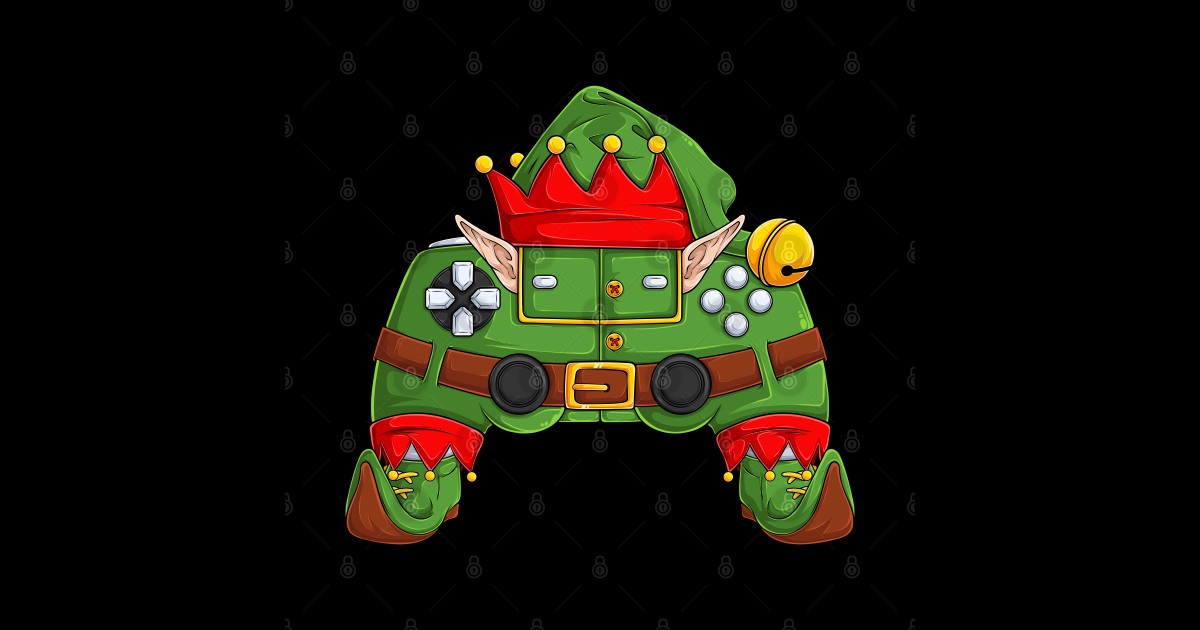 Video Games Gaming Gamer Christmas Day Elf Controller - Christmas ...