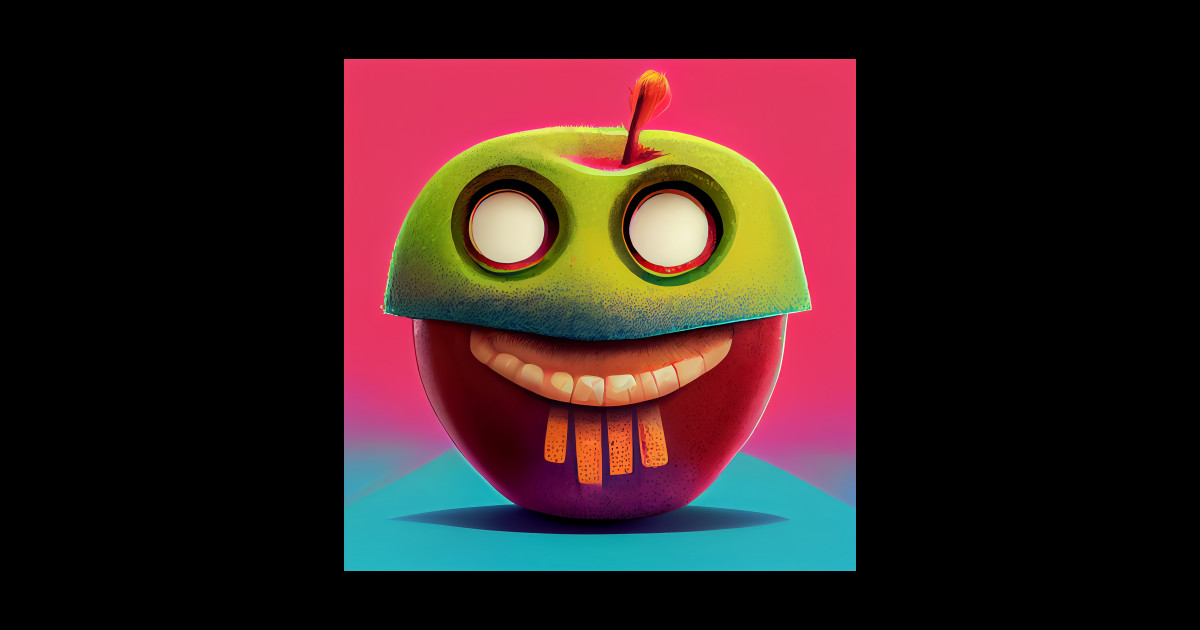Eat Your Apples - Scary and Funny Fruits - Eapple - Sticker | TeePublic