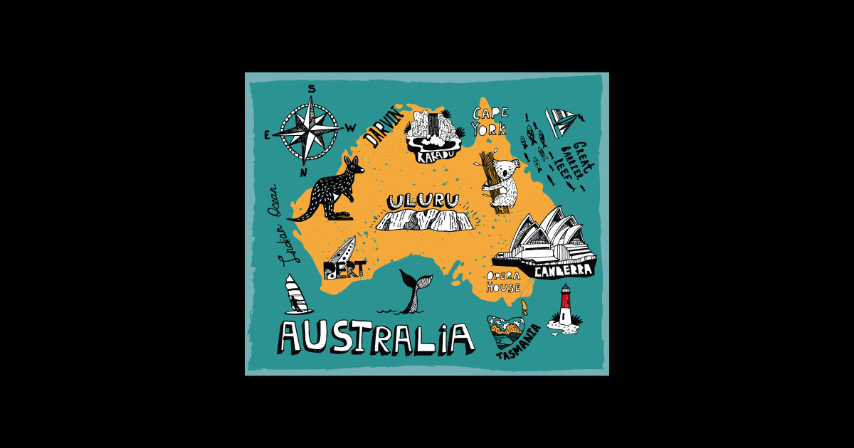 map of Australia - Map Of Australia - Sticker | TeePublic