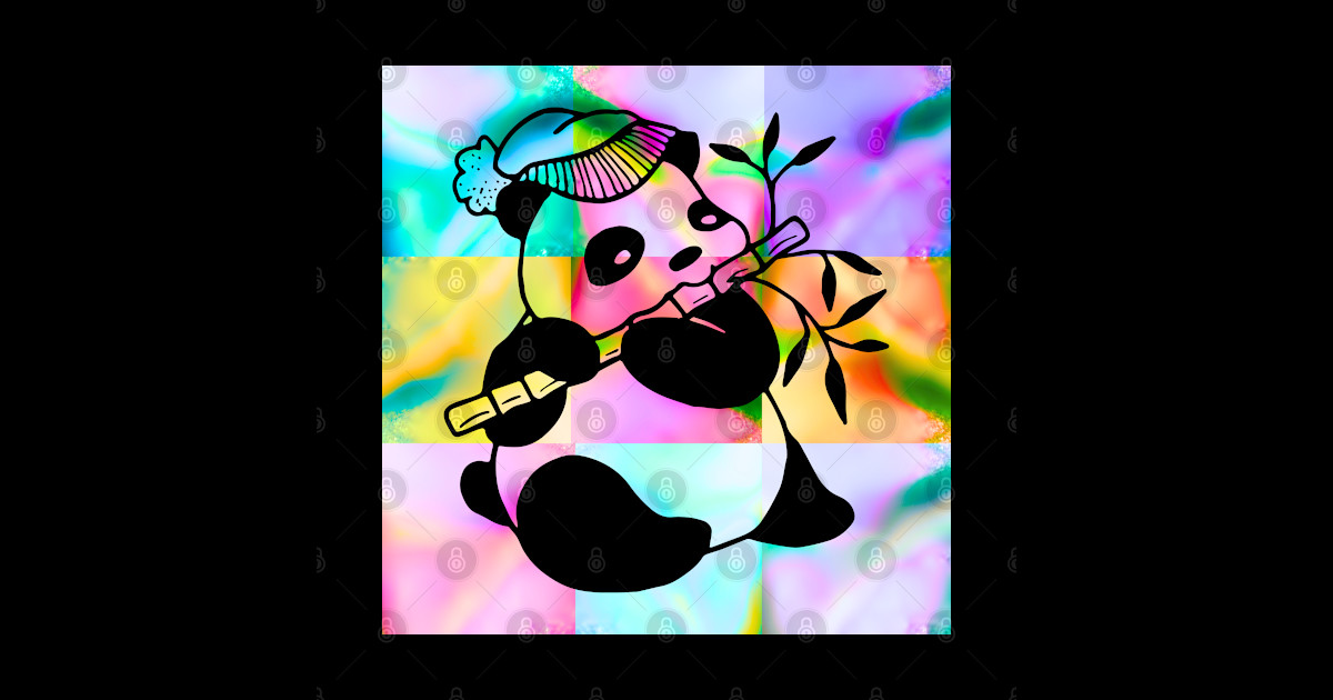 Cute Panda Bear Playing Bamboo Flute Pop-Art - Panda - Posters and Art ...