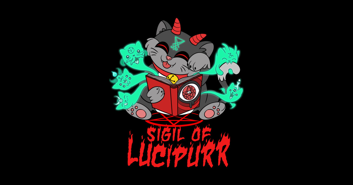 Witchcraft Cute Satanic cat Sigil of Lucipurr Necronomicon - Sigil Of ...