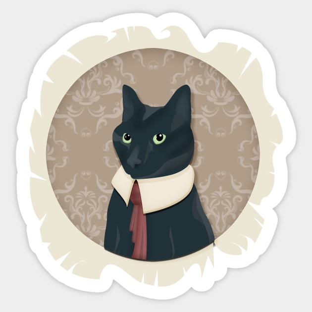 Classy Cat Portrait - Black Cat - Sticker | TeePublic