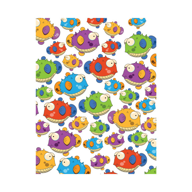 Cute Puffer fish Pattern - Puffer Fish Pattern - T-Shirt | TeePublic