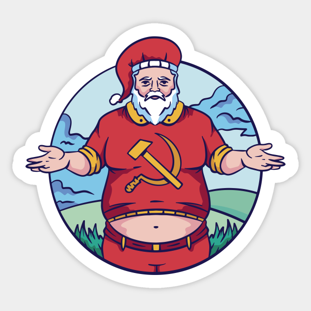 Funny Vintage Cartoon Commie Santa - Communism Humor - Sticker | TeePublic