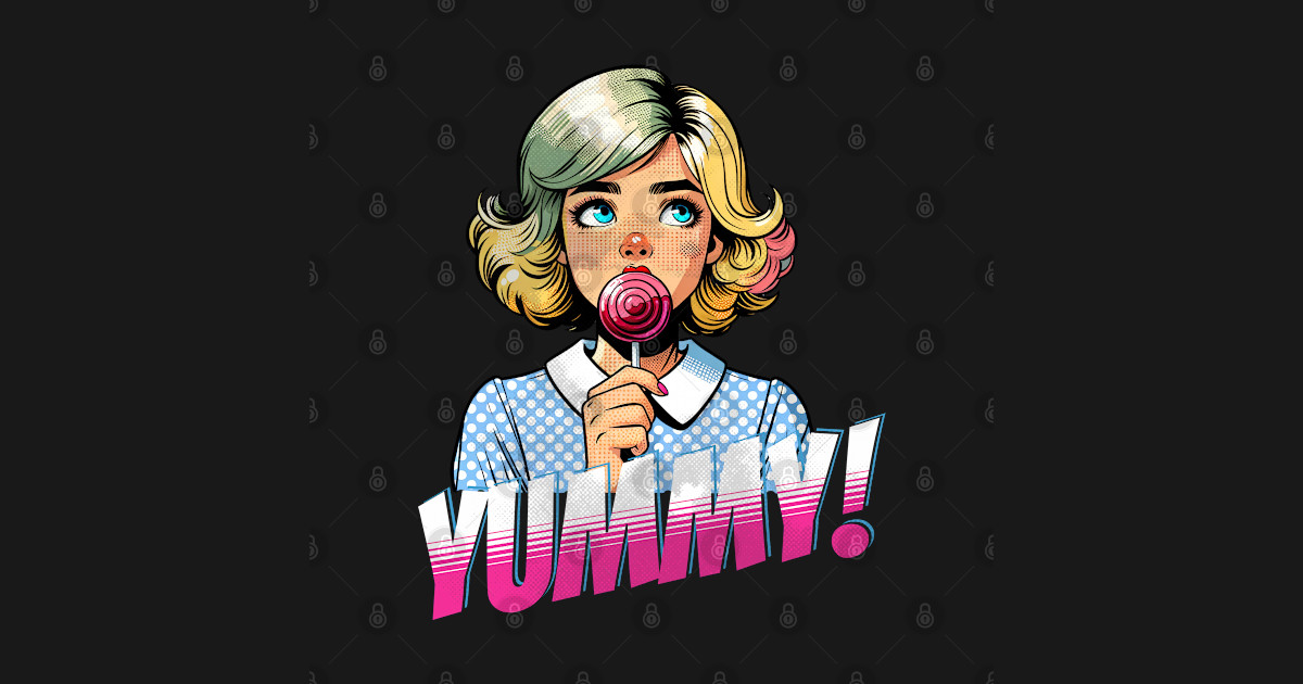 Pop Art Girl with Lollipop - Lollipops - T-Shirt | TeePublic