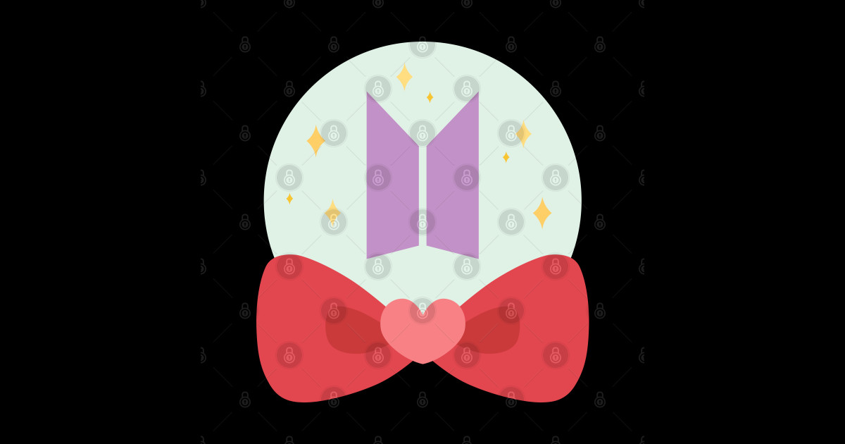 BTS ribbon round kawaii design - Bts - Sticker | TeePublic