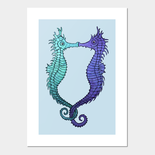 Kissing Seahorses - Seahorse - Posters and Art Prints | TeePublic