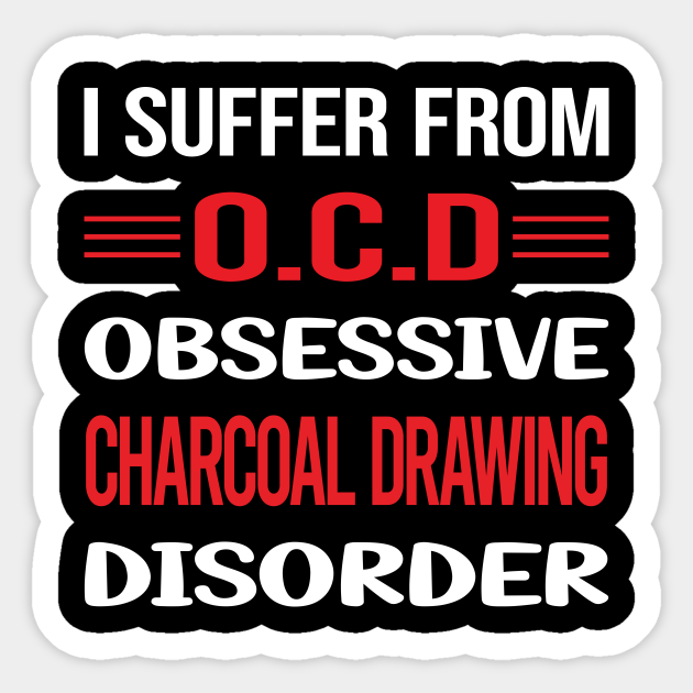 Funny Obsessive 01 Charcoal Drawing - Charcoal Drawing - Sticker ...