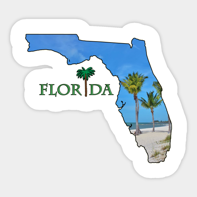 Florida State Outline (Key West Beach) - Key West - Sticker | TeePublic
