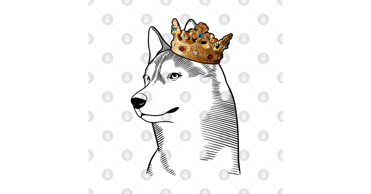 Siberian Husky Dog King Queen Wearing Crown - Siberian Husky - T-Shirt ...