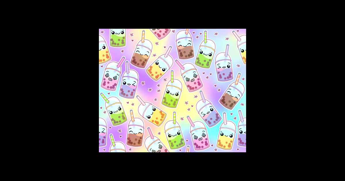 Boba milk tea on gradient background - Milk - Sticker | TeePublic