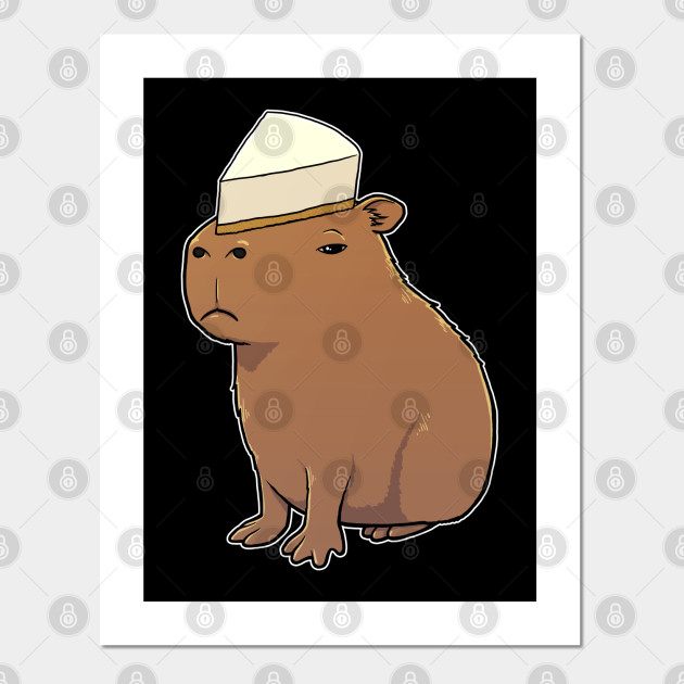 Capybara with Cheese Cake on its head - Capybara Art - Posters and Art ...