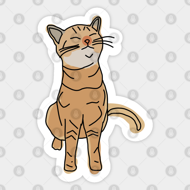 Gold Cat Minimal Line Drawing - Cat - Sticker | TeePublic