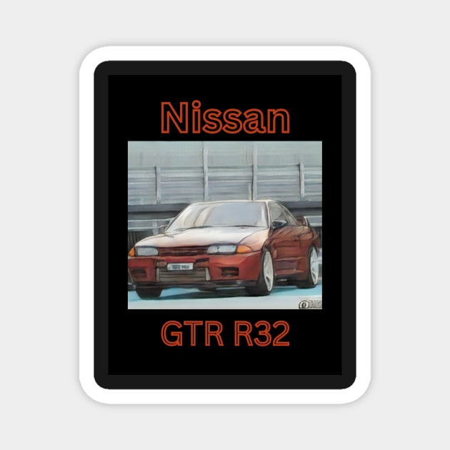 Nissan GTR R32 - Cartoon Design - Nissan - Magnet | TeePublic