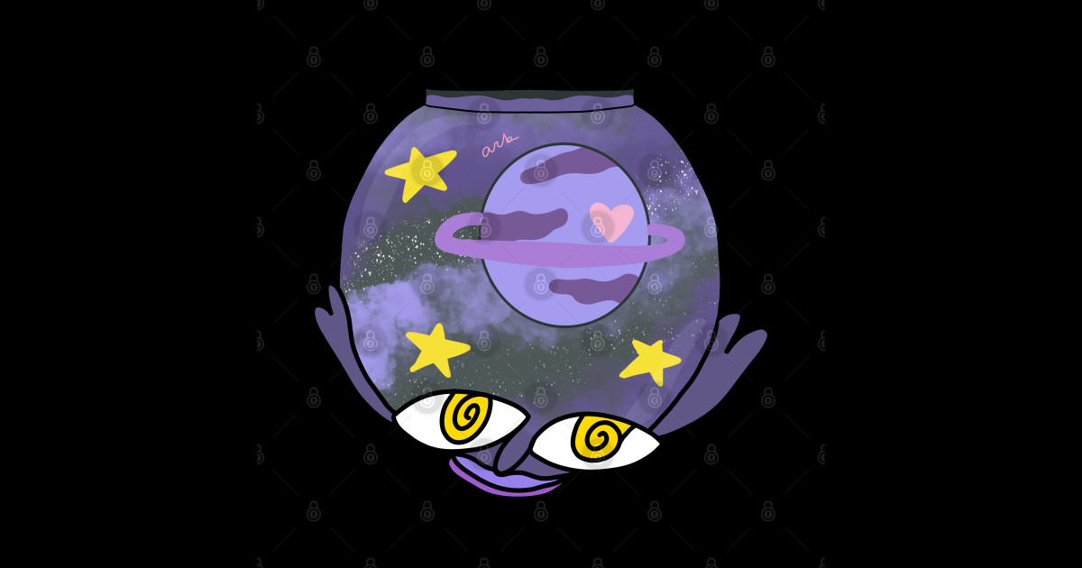 Space Fish Face - Fish Bowl - Sticker | TeePublic