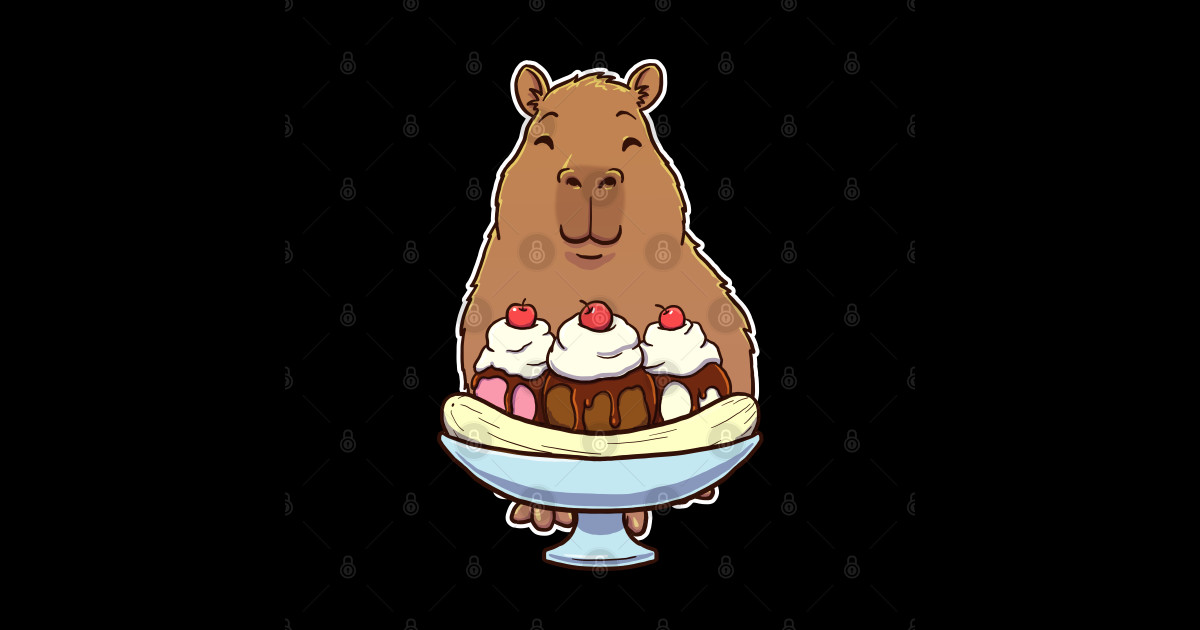 Capybara Banana Split Desert - Capybaras - Sticker | TeePublic