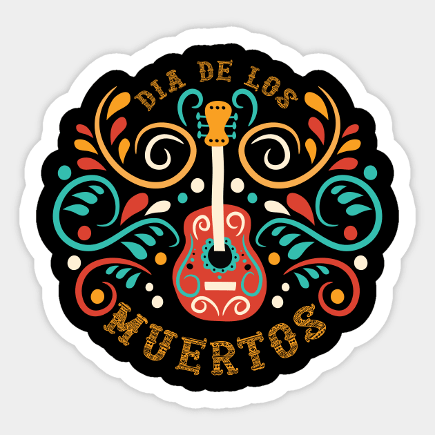 Dia de Los Muertos - Dia De Los Muertos Guitar - Sticker | TeePublic