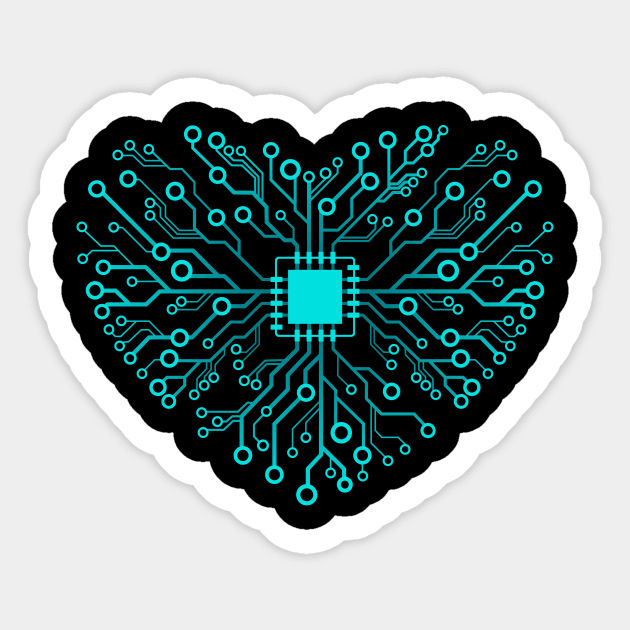 Computer Core Processor CPU Heart BLUE - Cpu Heart - Sticker | TeePublic