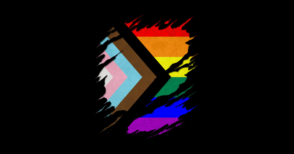 Lgbtq Progress Pride Flag Ripped Reveal Progress Pride Flag Posters