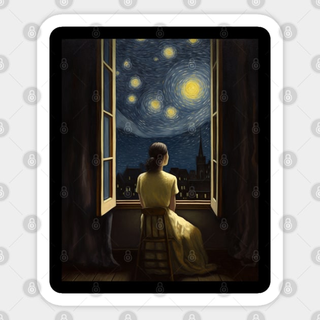 Starry Night Reverie - Starry Night Classic Art Contemporary - Sticker ...