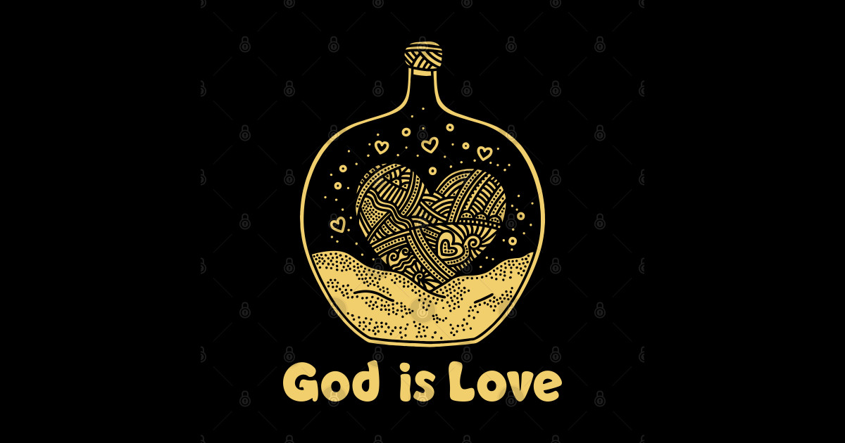 God is love. Doodle illustration. - God Is Love - Sticker | TeePublic