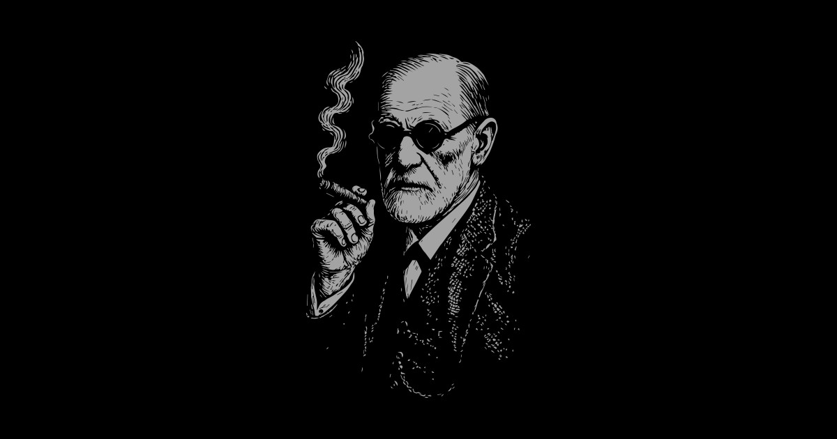 Sigmund Freud with cigar and black glasses - Freud - Sticker | TeePublic