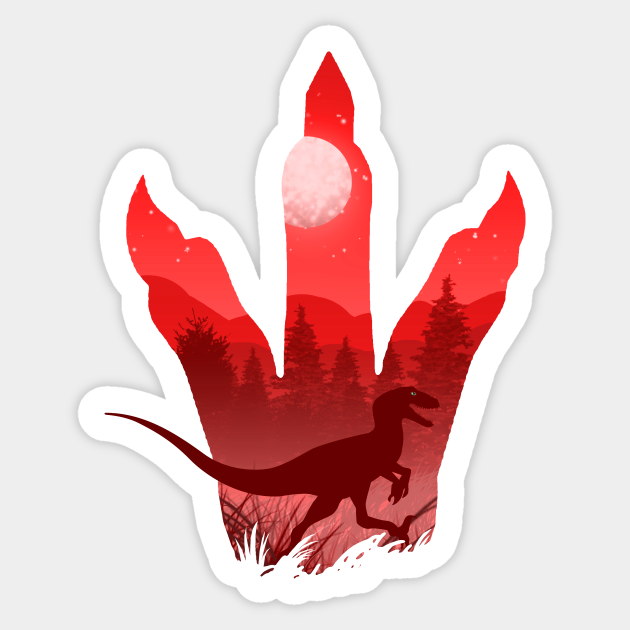 Utahraptor Silhouette Red Dino Lover Gift - Utahraptor - Sticker ...