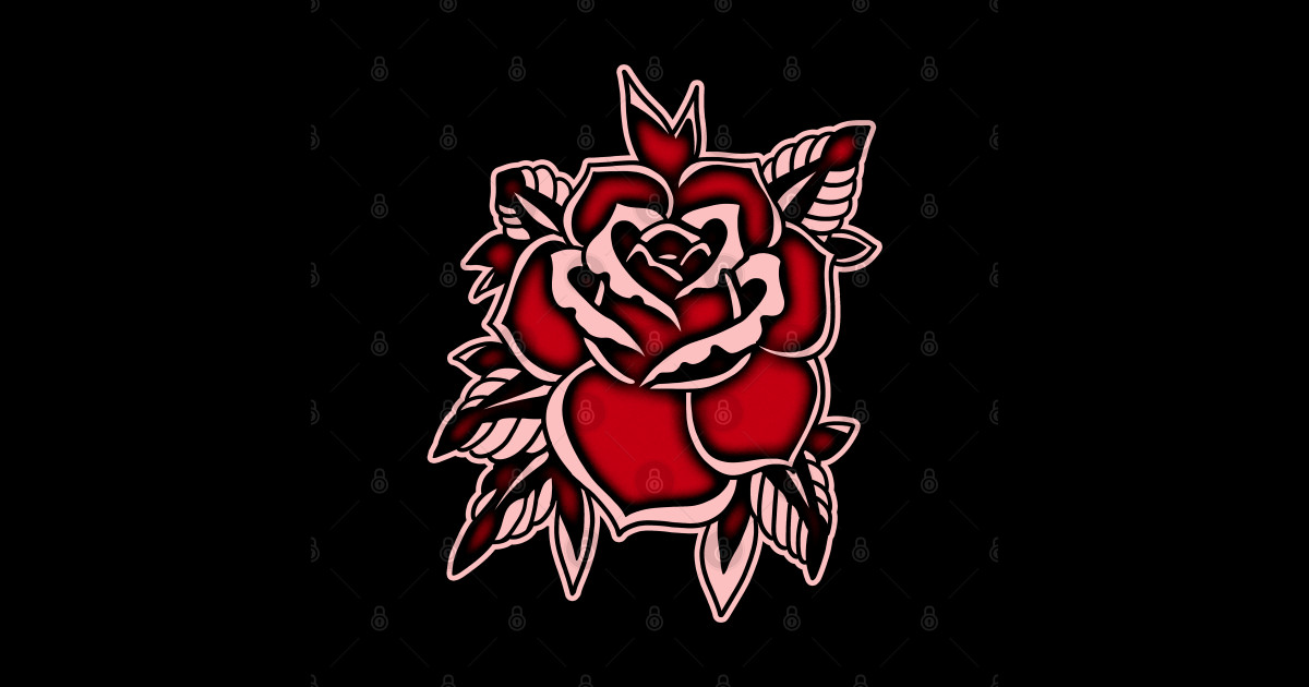 classic rose tattoo - Tattoo Design - Sticker | TeePublic