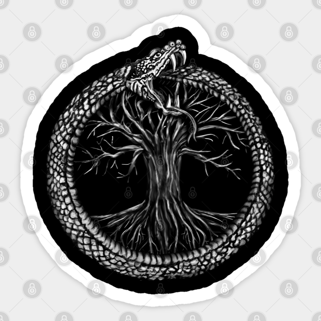 Ouroboros with Tree of Life - Ouroboros - Sticker | TeePublic