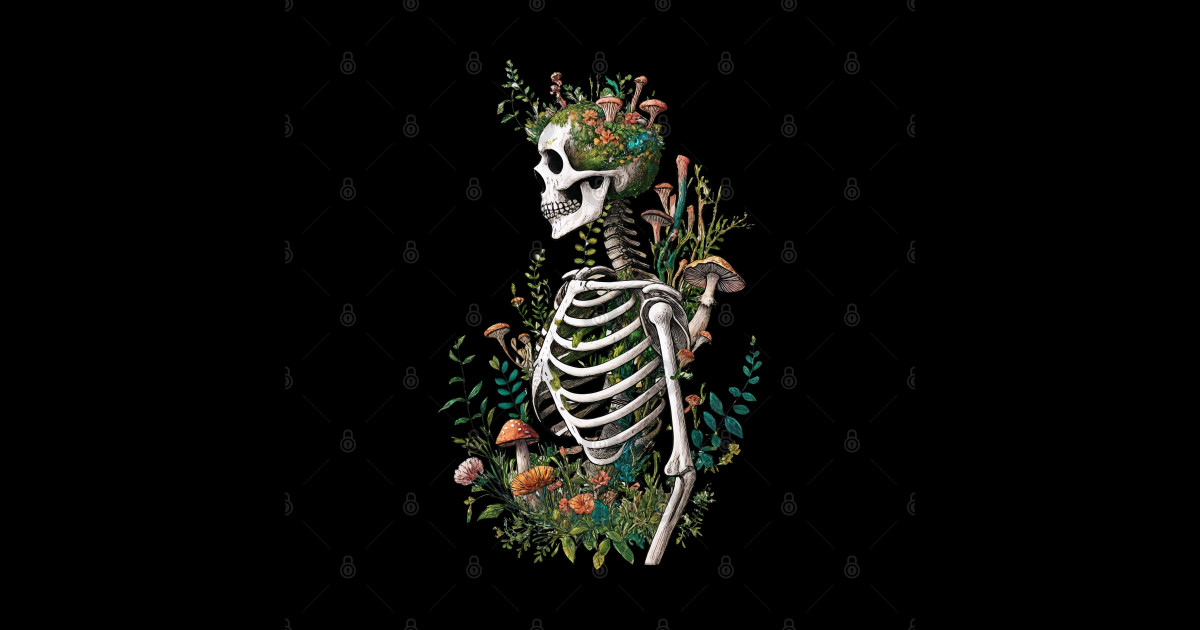 Botanical Skeleton – Nature Reclaims Death Mushroom Skull Design ...