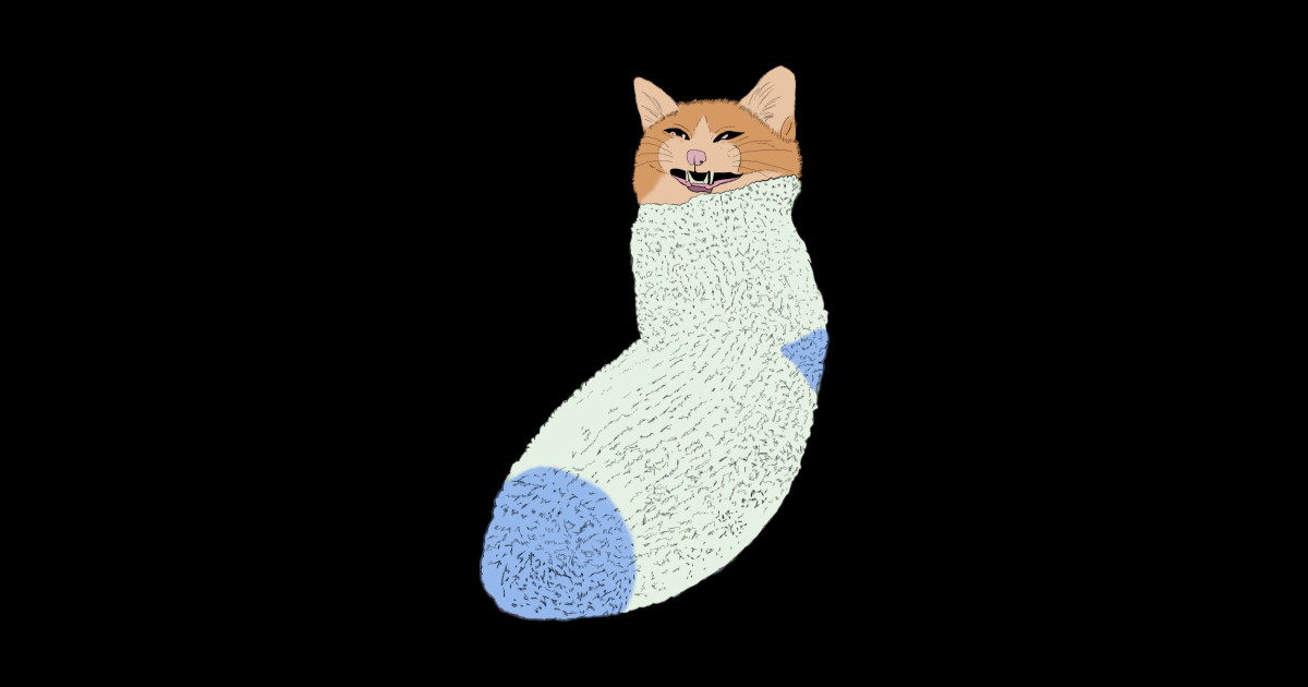 Scrunge Cat in a Sock - Cats - Sticker | TeePublic