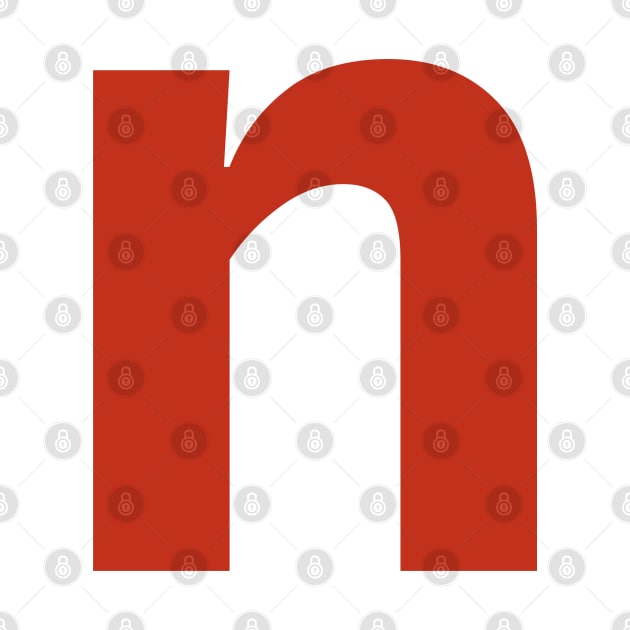 Letter n in Red Text Minimal Typography - Red - T-Shirt | TeePublic