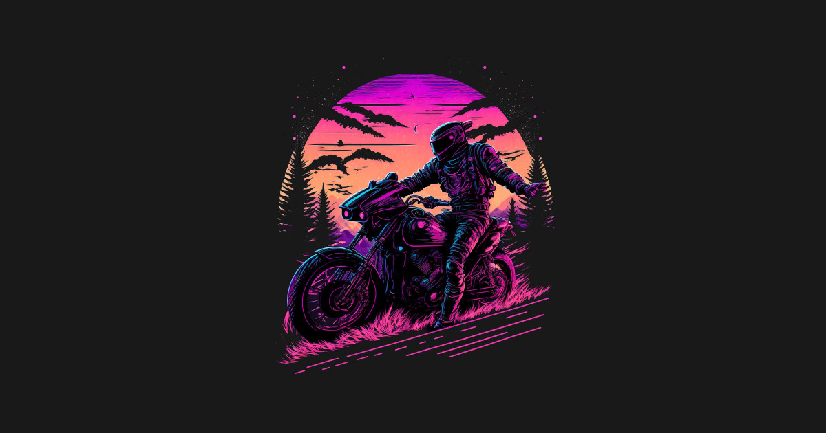 Ride the Vintage: Synthwave Motorcycle Gear - Synthwave Motorcycle - T ...