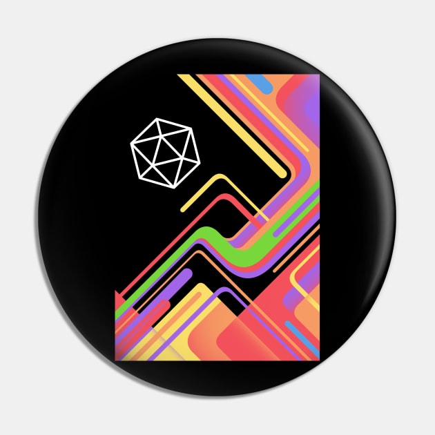 Retro Funk D20 Dice Rainbow Colors Dungeons And Dragons Pin Teepublic