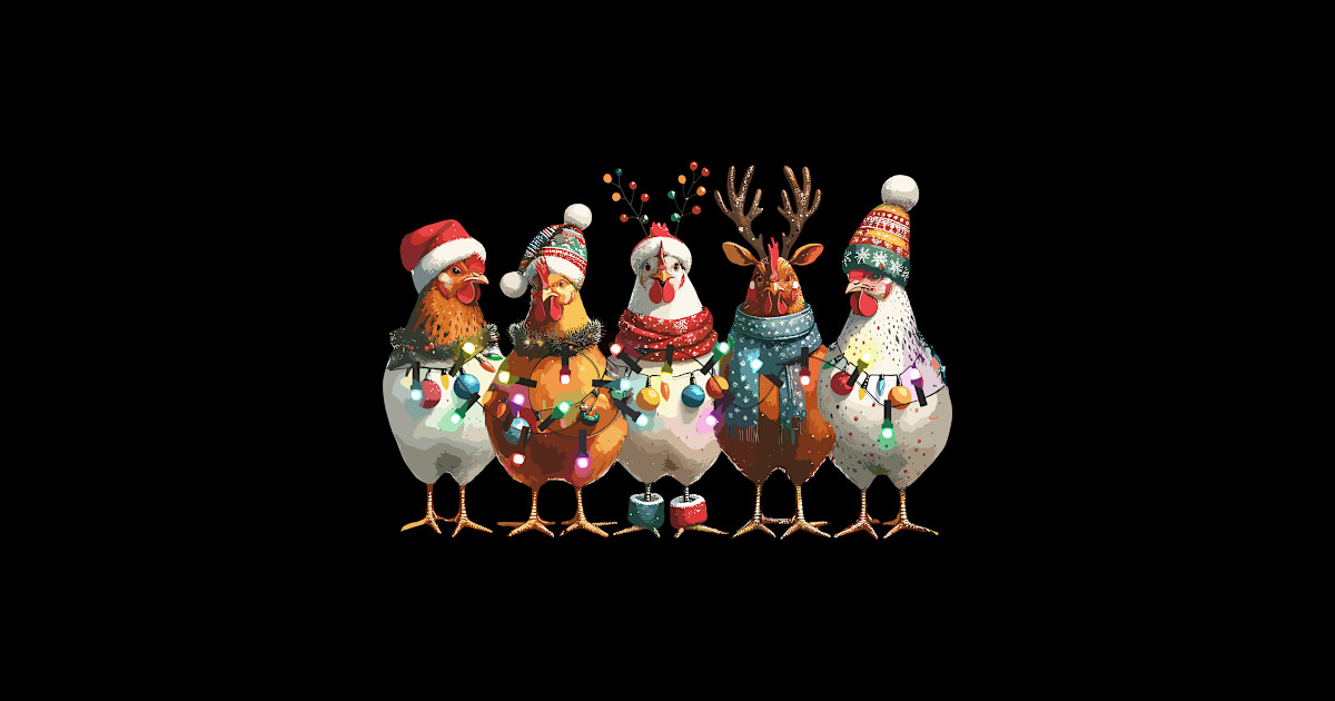 Funny Christmas Chicken Farm Animals - Christmas Chicken - Sticker ...