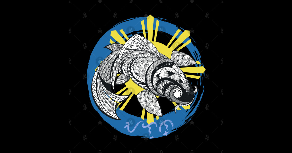 Tribal line Art Koi fish / Baybayin word Alon (Waves) - Philippines ...
