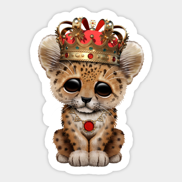 Cute Royal Leopard Wearing Crown - Leopard - Sticker | TeePublic