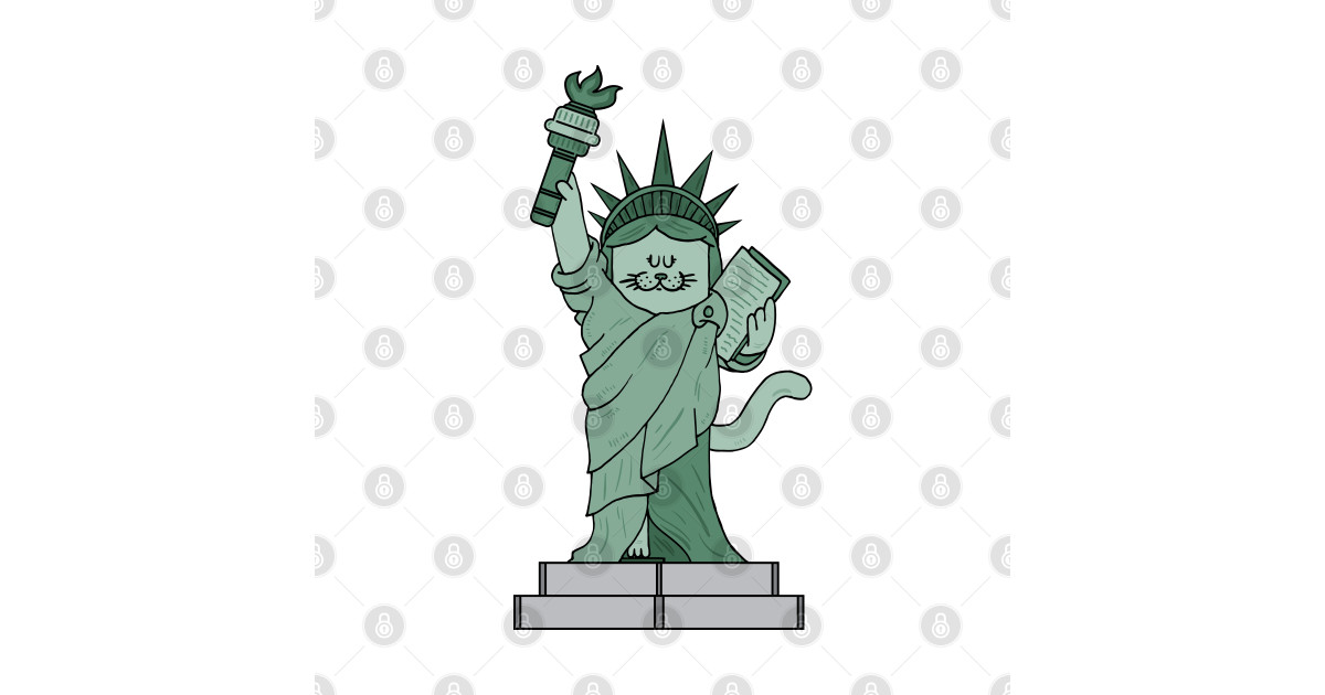 The cat statue of liberty - Statue Of Liberty - T-Shirt | TeePublic