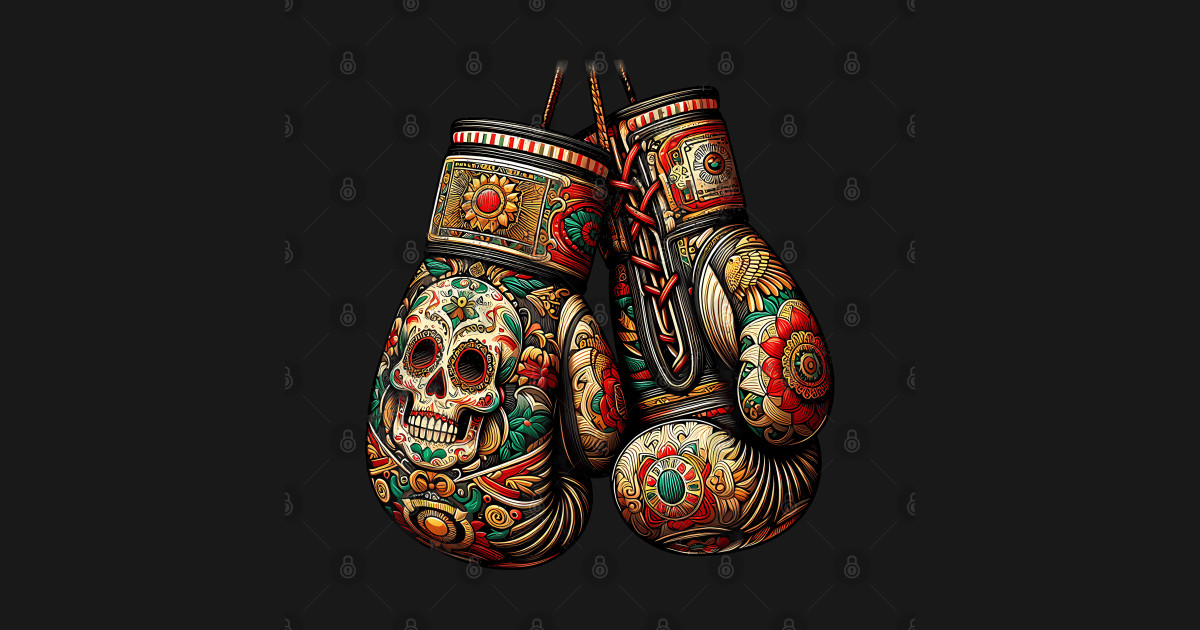 Mexican Style Boxing Gloves Aztec Sugar Skull Fighter - Boxing - T ...