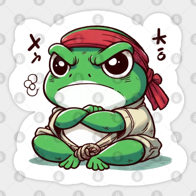 Japanese Grumpy Frog - Japanese Frog - Sticker | TeePublic
