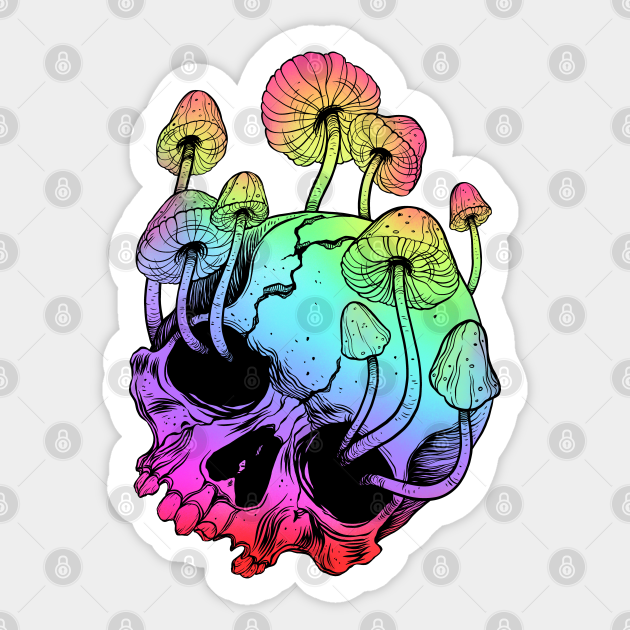 Overgrown skull. Mushrooms. Death - Life - Overgrown Skull - Sticker ...